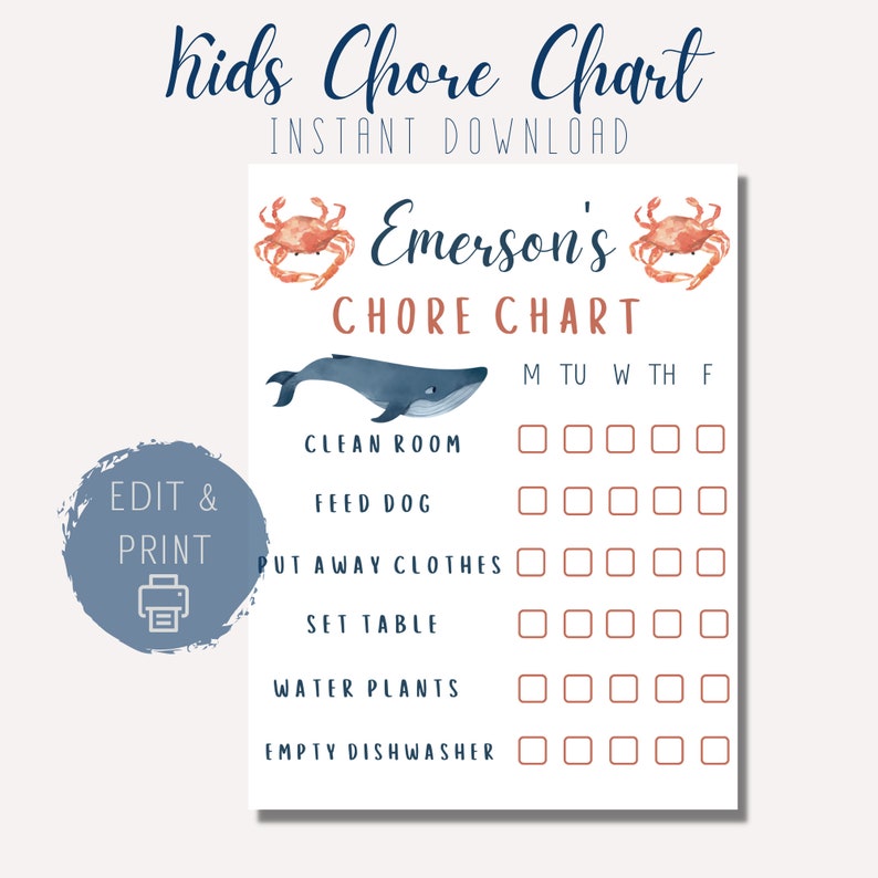 PRINTABLE Kids Chores Bundle Kids Daily Tasks Toddler - Etsy