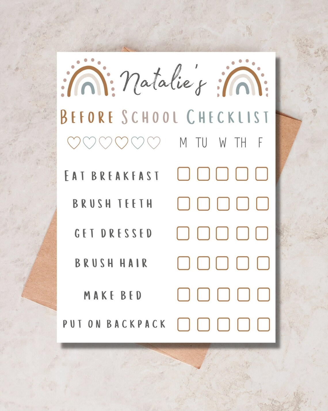 PRINTABLE Boho Before School Kids Checklist EDITABLE Neutral - Etsy