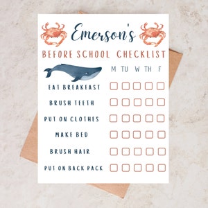 PRINTABLE Before School Kids Checklist, EDITABLE Before School ...
