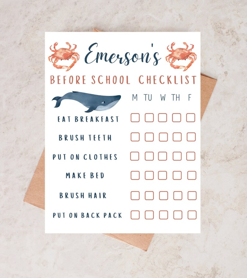 PRINTABLE Before School Kids Checklist, EDITABLE Before School ...