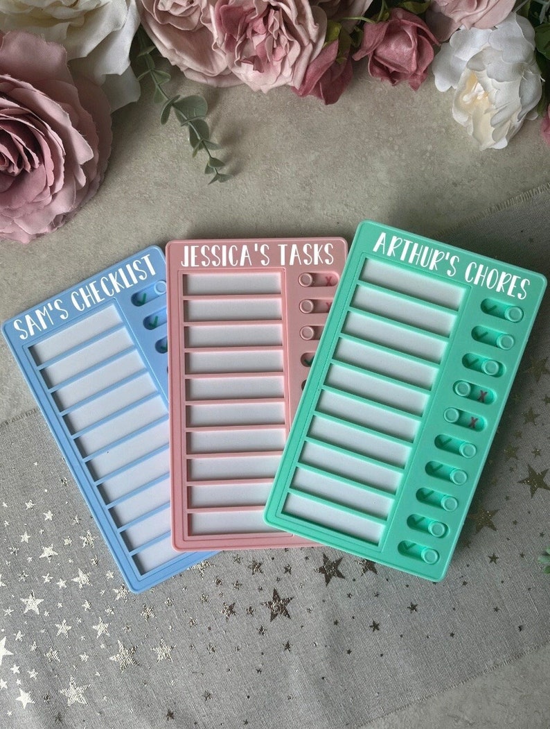 Daily to Do List for Kids in Blue Sliding Tick List - Etsy