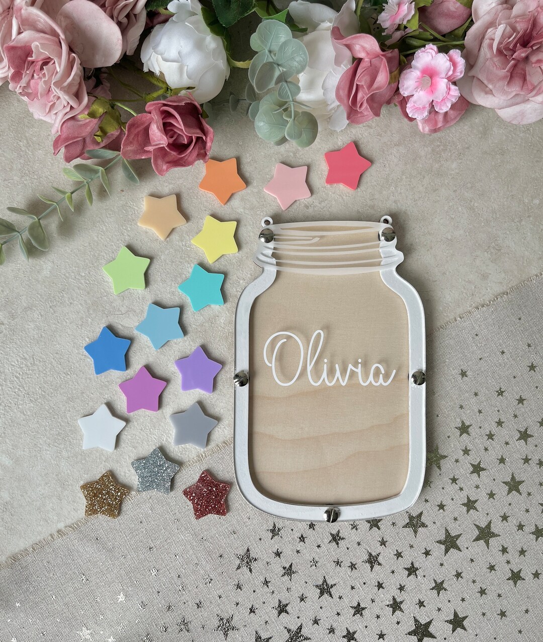 Reward Jar, Pastel Mix With GOLD, SLIVER, BRONZE Glitter Stars ...
