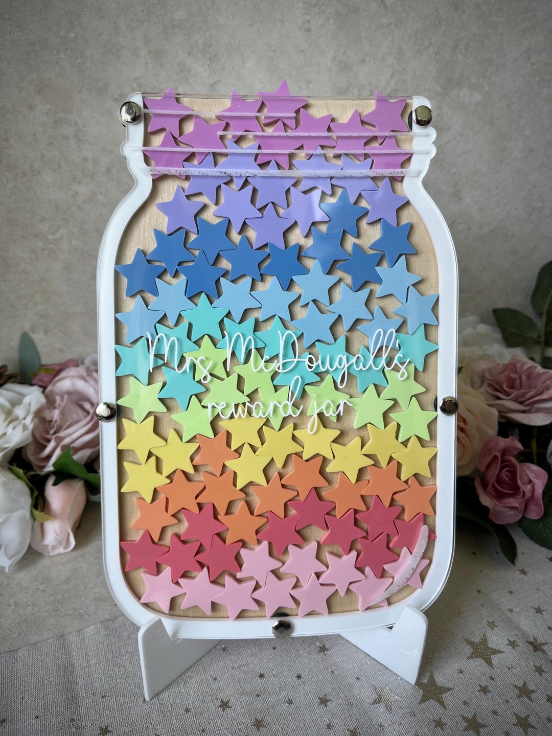 Personalised Classroom Reward Jar With 100 Pastel Stars, School Reward ...