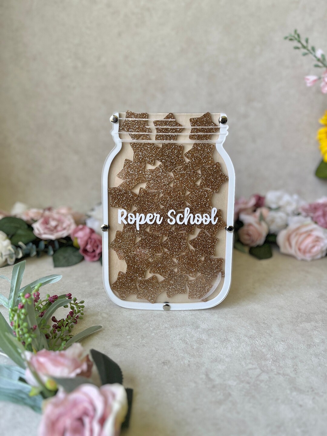 Big Personalised Classroom Reward Jar: Gold Star Tokens, Teacher ...