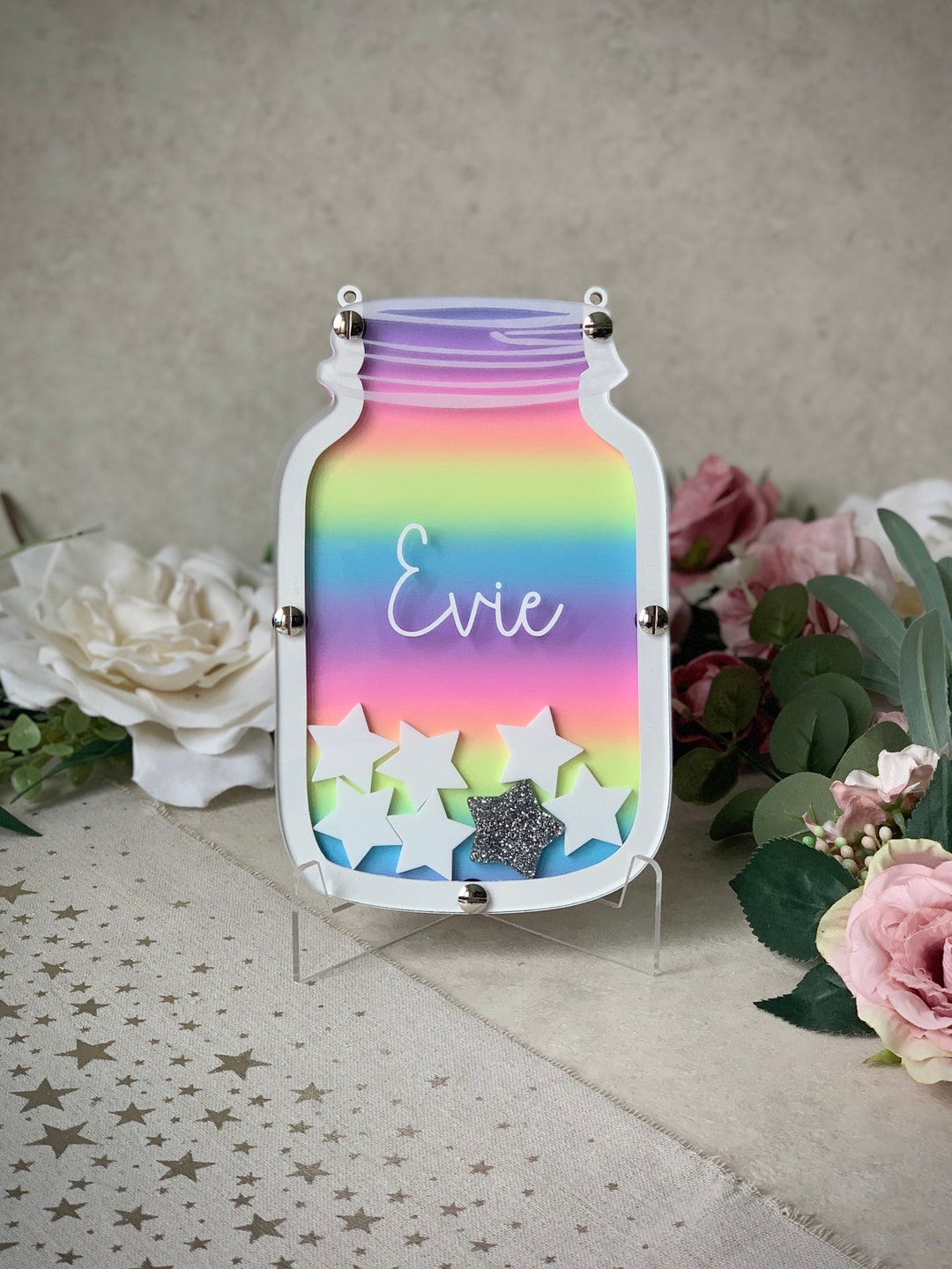 Reward Jar, Pastel Rainbow Star Jar With White Star Tokens, Good ...