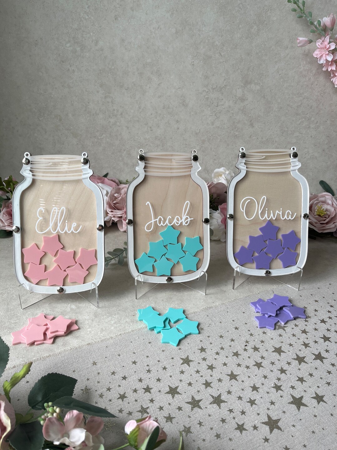 Personalised Reward Jar: Pastel Star Tokens, Children Good Behaviour ...