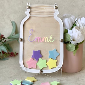 Reward Jar, Personalised Reward Chart for Children, Pastel Rainbow Star ...