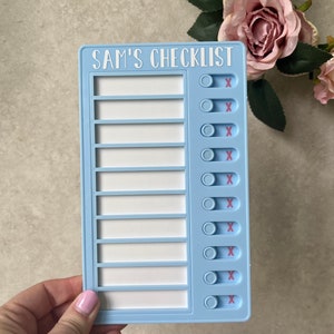 Daily to Do List for Kids in Blue, Sliding Tick List, Personalised ...