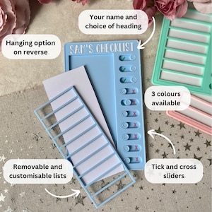 Daily to Do List for Kids in Blue, Sliding Tick List, Personalised ...