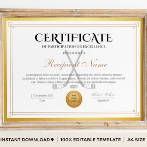 EDITABLE Hockey Certificate Template, Printable USA Hockey Award ...