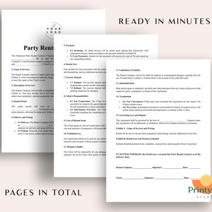 Party Rental Contract, Event Rental Agreement, Chair Rental Agreement ...