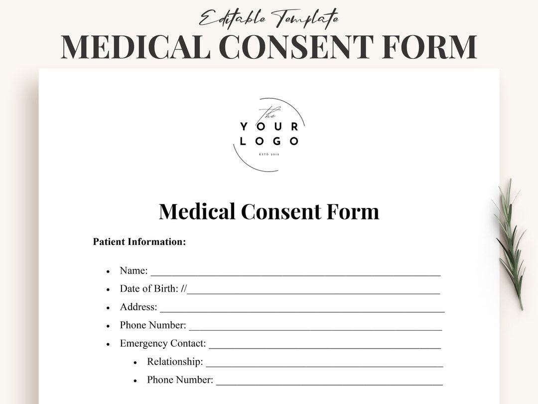 Medical Consent Form Template - Customizable Health Care Form, Patient ...