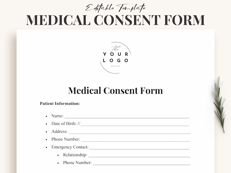 Medical Consent Form Template - Customizable Health Care Form, Patient ...