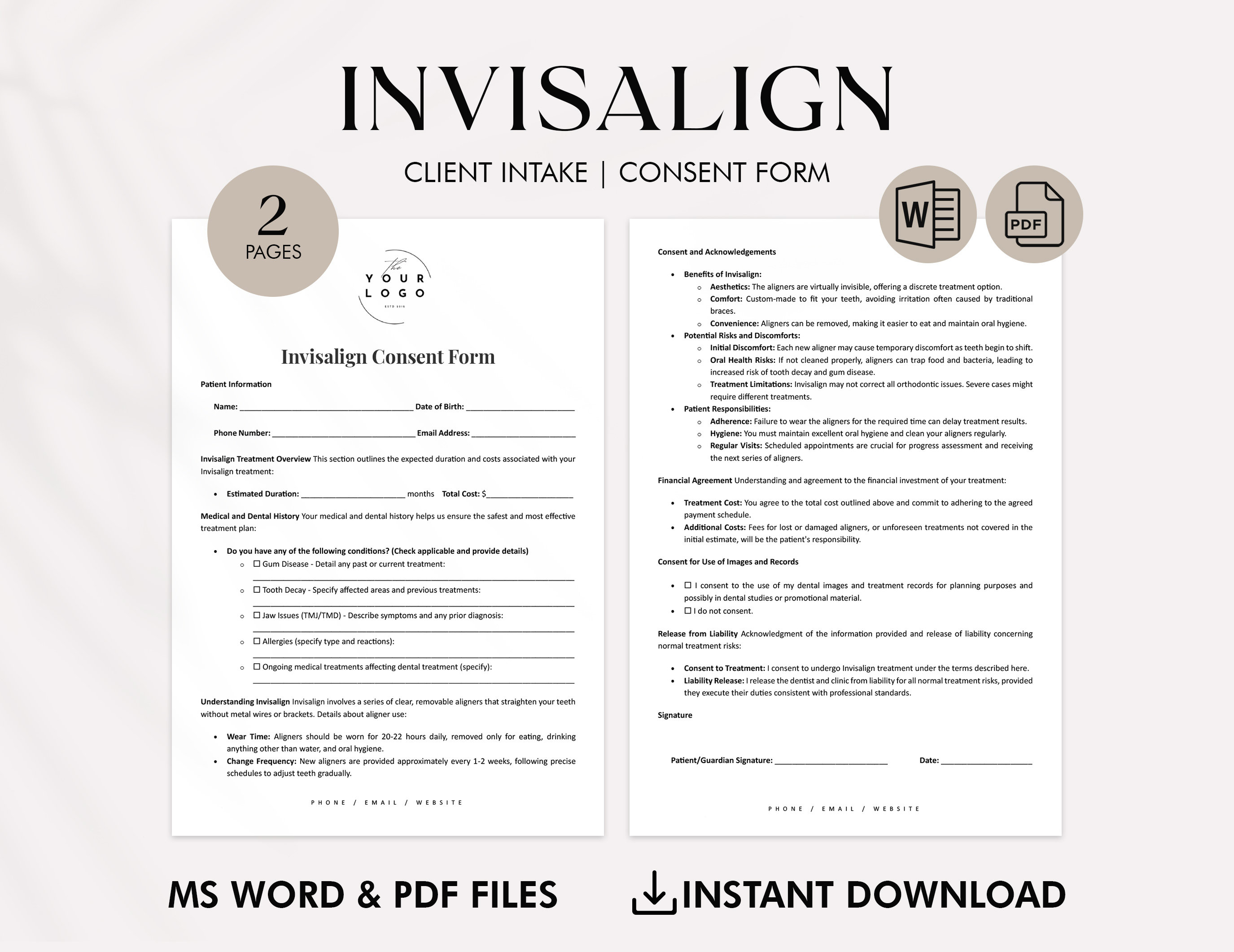 Invisalign Consent Form Template - Customizable Orthodontic Agreement ...