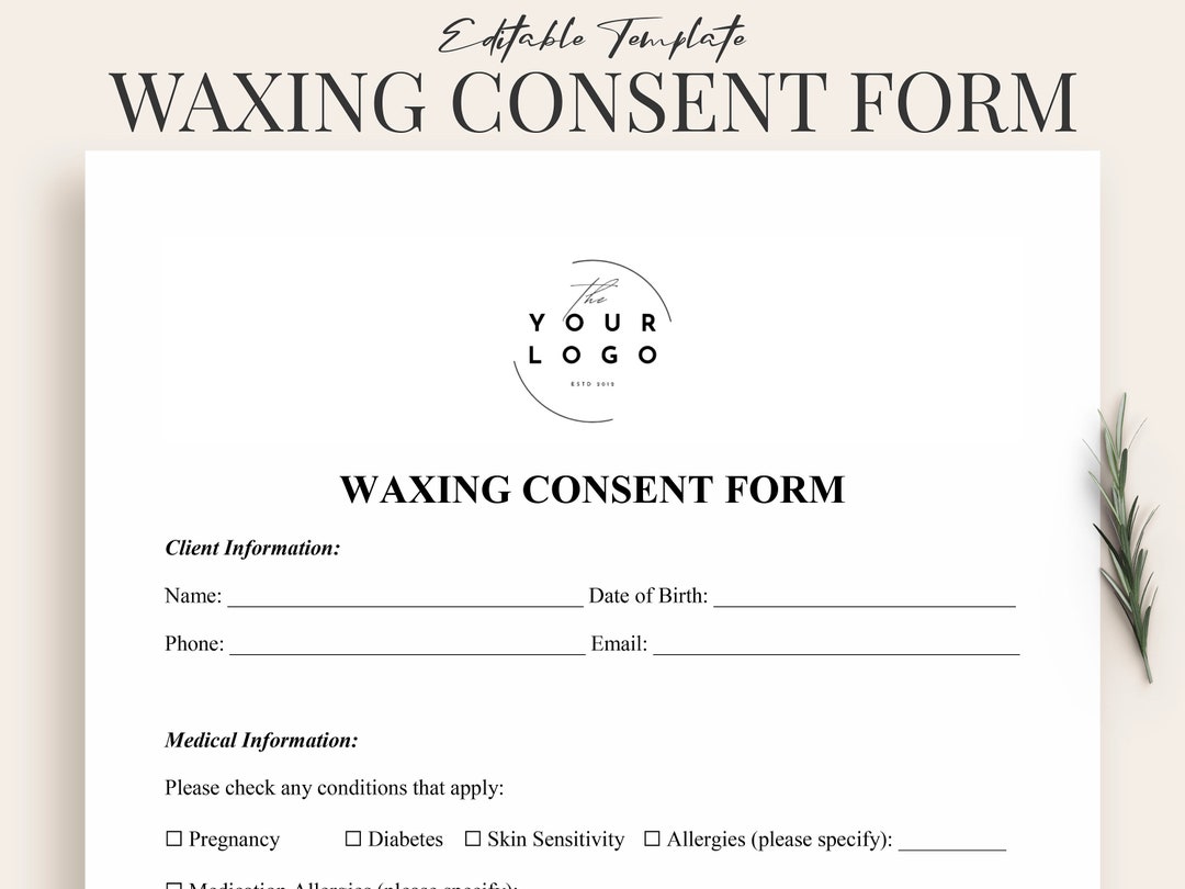 Printable Waxing Consent Form Template Word & PDF | Fully Customizable ...