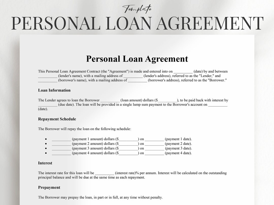Personal Loan Agreement Template PDF, Personal Loan Template, Loan ...