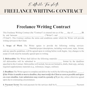 Freelance Writing Contract Template | Professional Writer Agreement ...