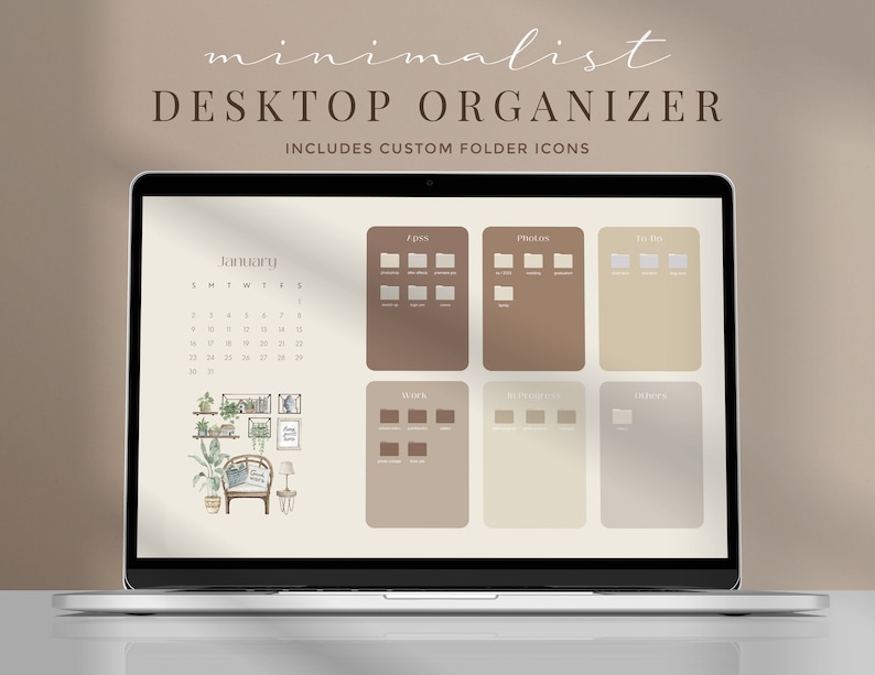 Desktop Wallpaper Organizer Minimalist Folder Icons Brown - Etsy