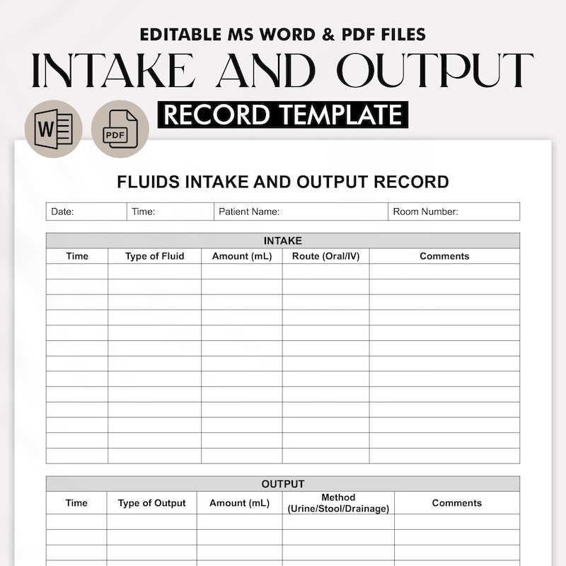 Fluid Intake Chart - Etsy