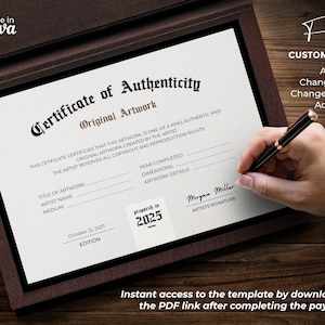 Certificate of Authenticity, Editable Authenticity Certificate Template ...