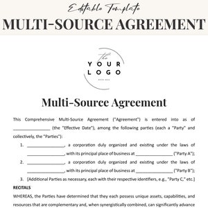 Multi-source Collaboration Agreement Template - Instant Download - Editable Joint Project ...