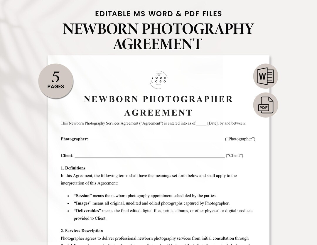 Newborn Photography Contract Template | Professional Baby Photo Session ...
