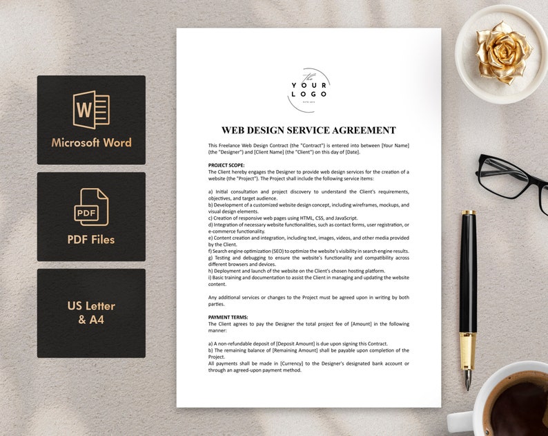Freelance Web Design Contract Template Editable Agreement - Etsy