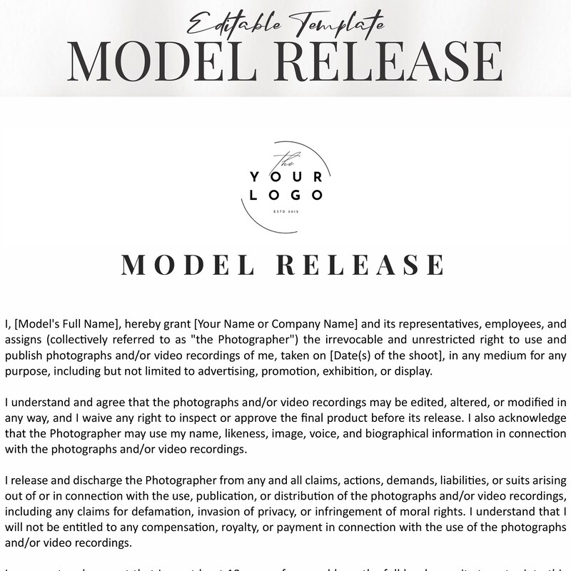 Photo Model Release - Etsy