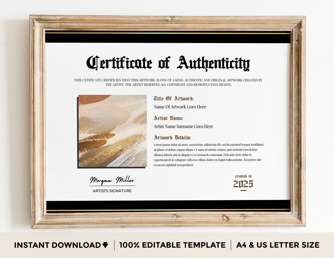 Certificate of Authenticity Template, Modern Authenticity Certificate ...