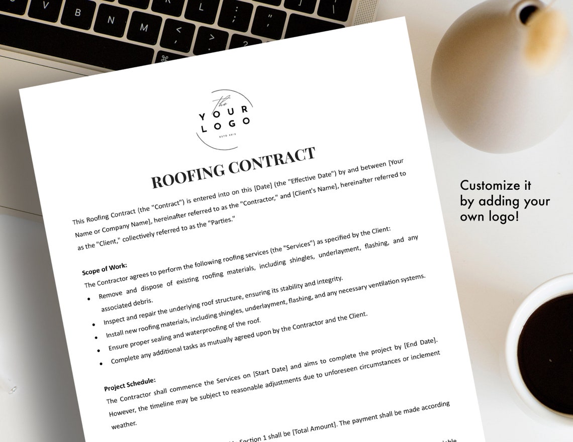 Roofing Contract Template - Comprehensive and Detailed | Customize for ...