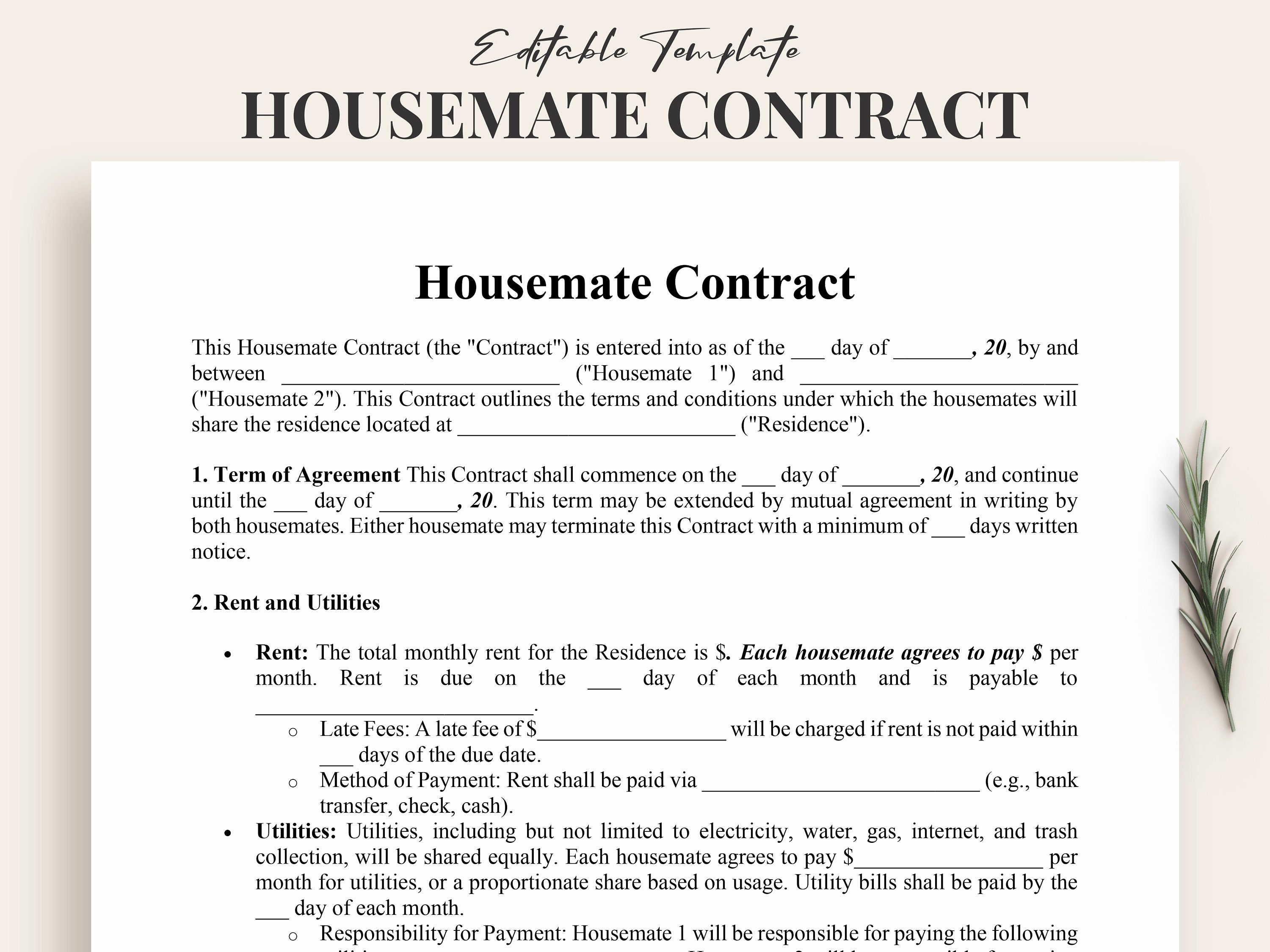 Share House Agreement Template