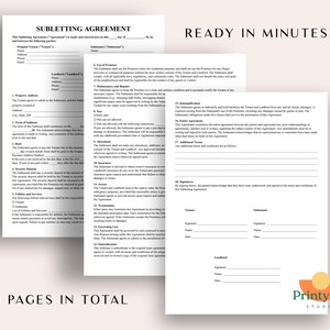 Subletting Contract Template - Sublease Contract - Residential Rental ...