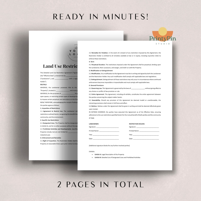 Land Use Restriction Agreement Template - Real Estate Planning ...