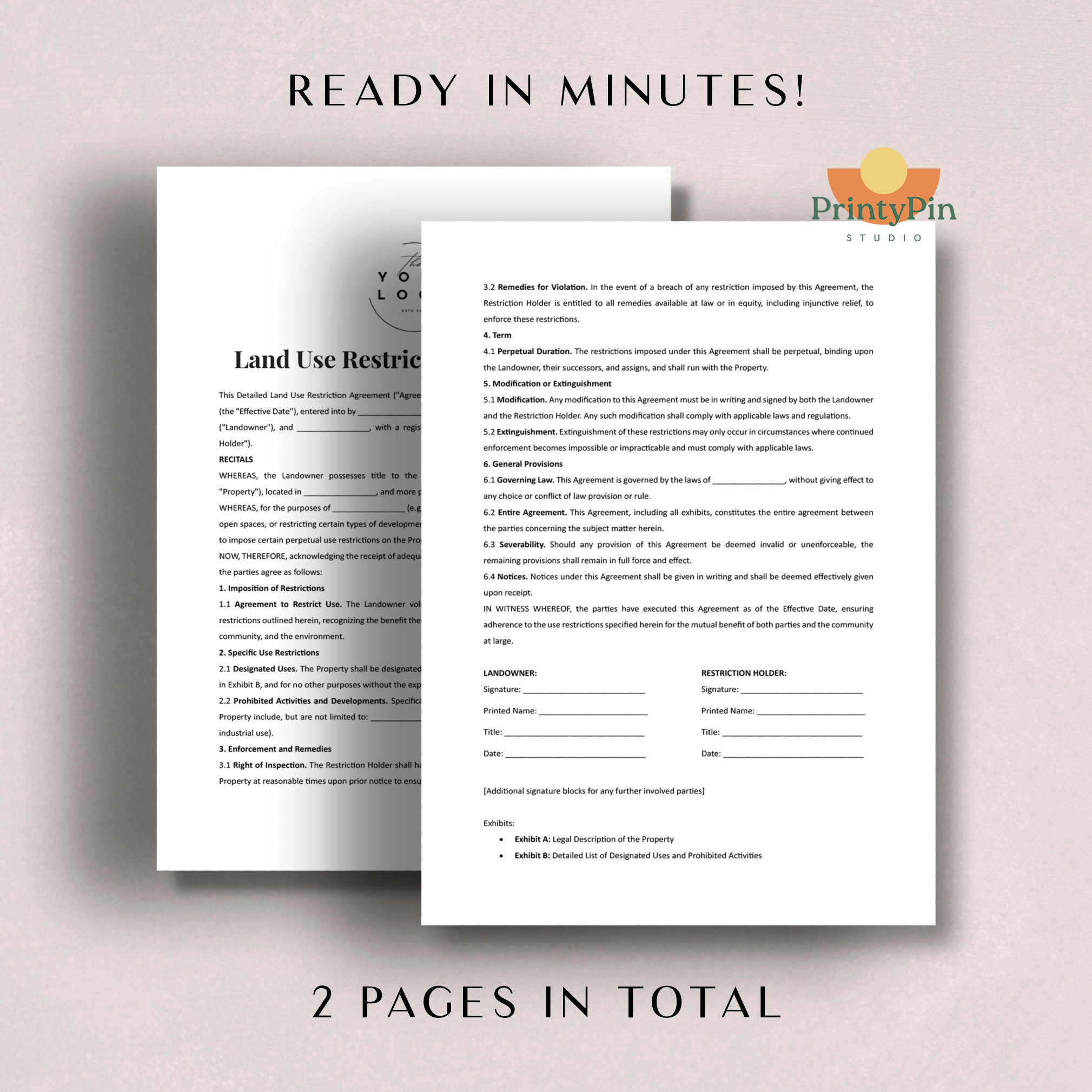 Land Use Restriction Agreement Template - Real Estate Planning ...