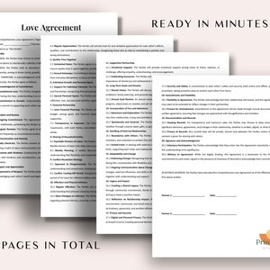 Editable Love Agreement Template - Couples Commitment Plan in Word ...