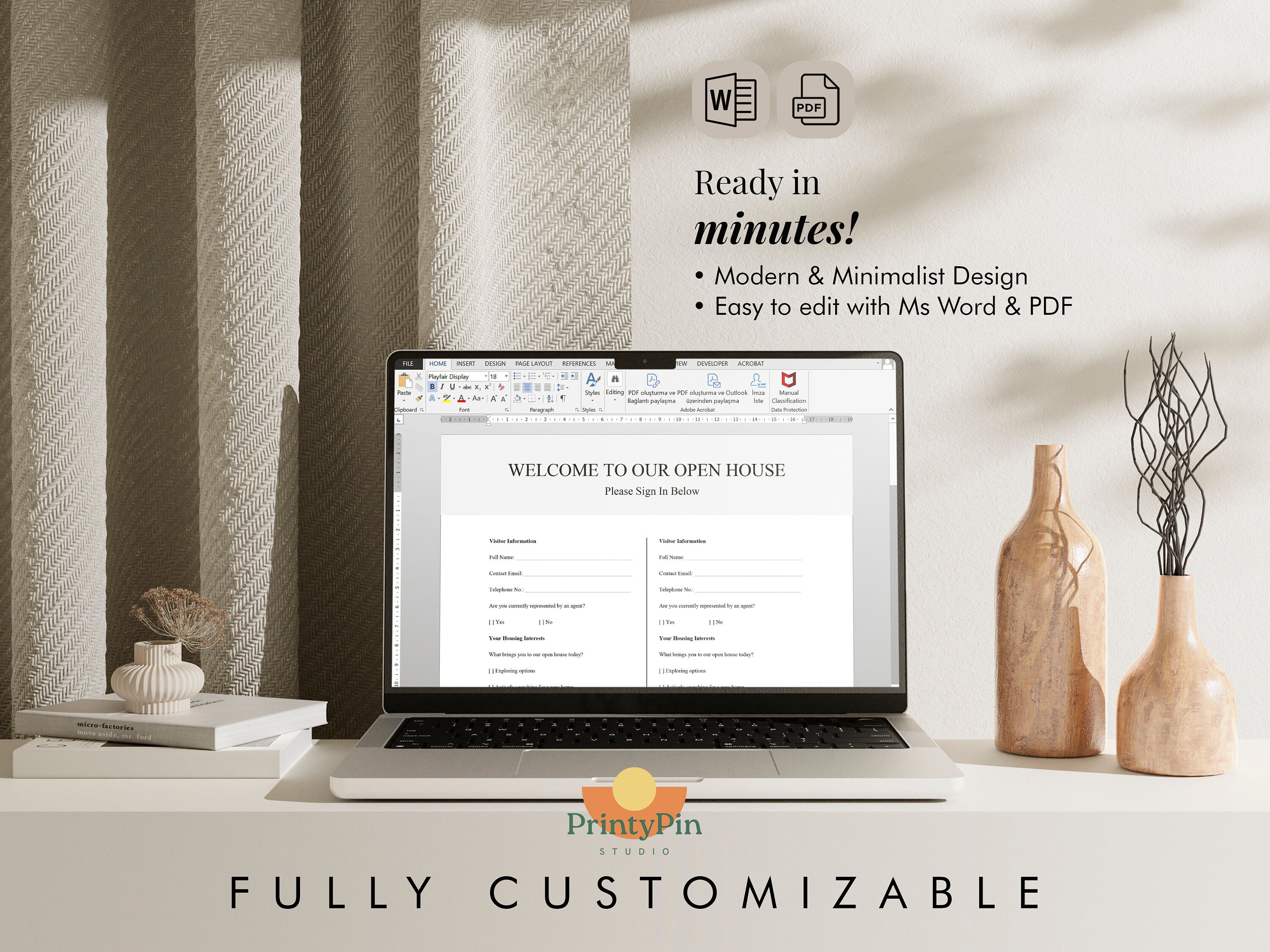 Open House Sign in Sheet Editable Word Template & Pdfs | Real Estate ...