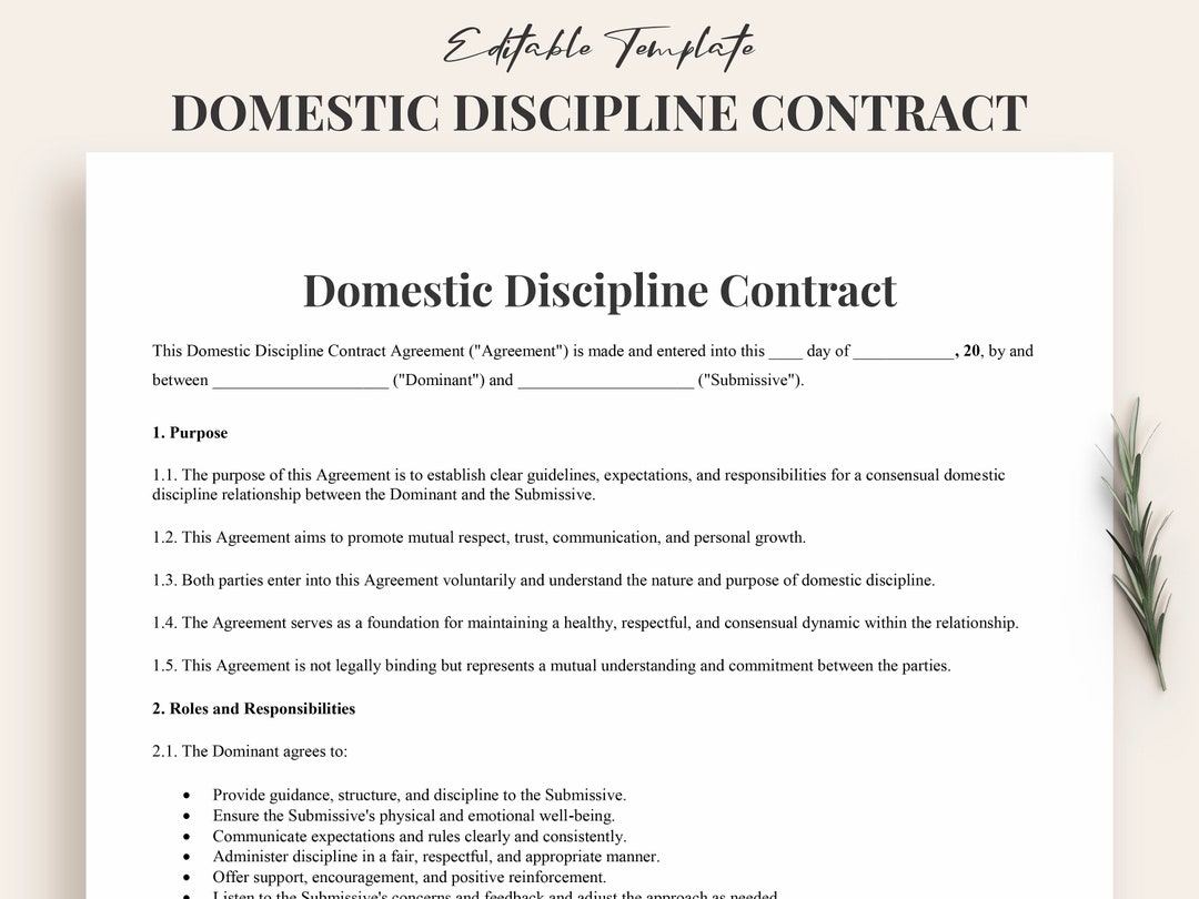 Domestic Discipline Contract Template | Detailed DD Agreement ...