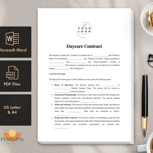Printable Daycare Contract Template - Customizable Childcare Agreement ...