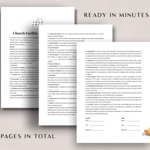 Church Facility Use Agreement Template - Editable Church Rental ...