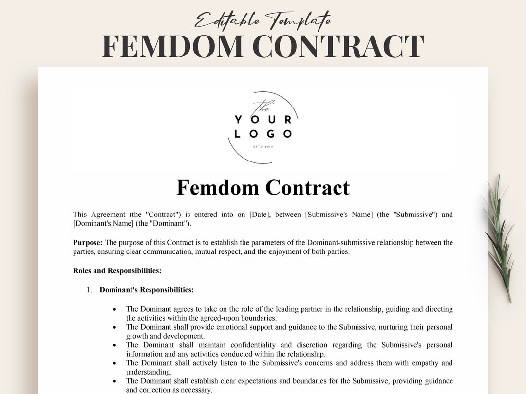 Femdom Contract PDF - BDSM Agreement Template - Dominant Submissive ...