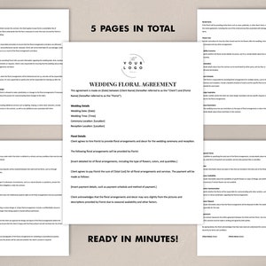 Wedding Florist Contract Template - Floral Contract Template for ...