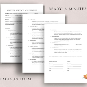 Master Service Agreement Template - Instant Download, Editable PDF ...