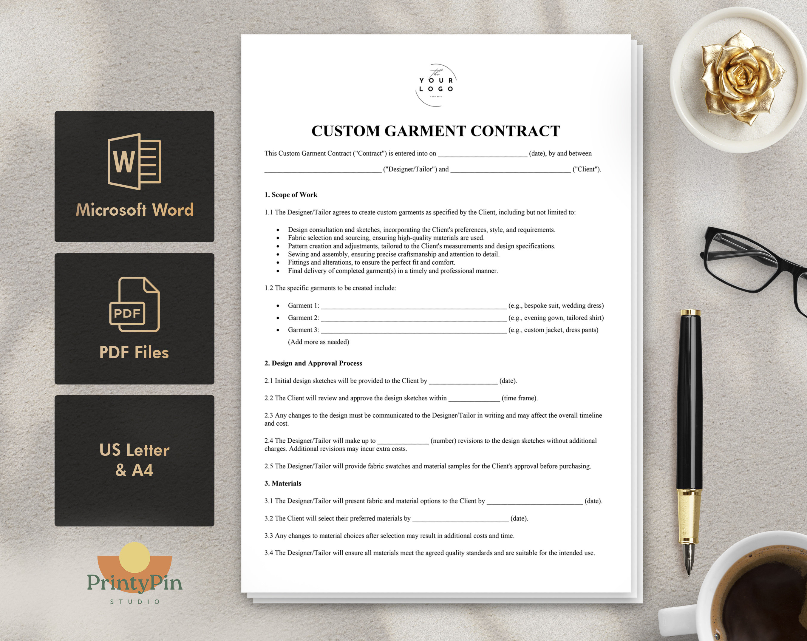 Custom Garment Contract Template | Editable Tailor-made Clothing ...
