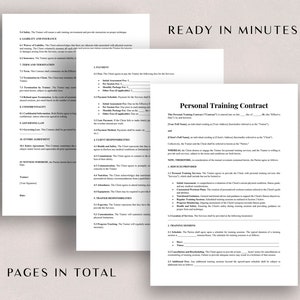 Personal Training Contract Template Word | Customizable Fitness ...