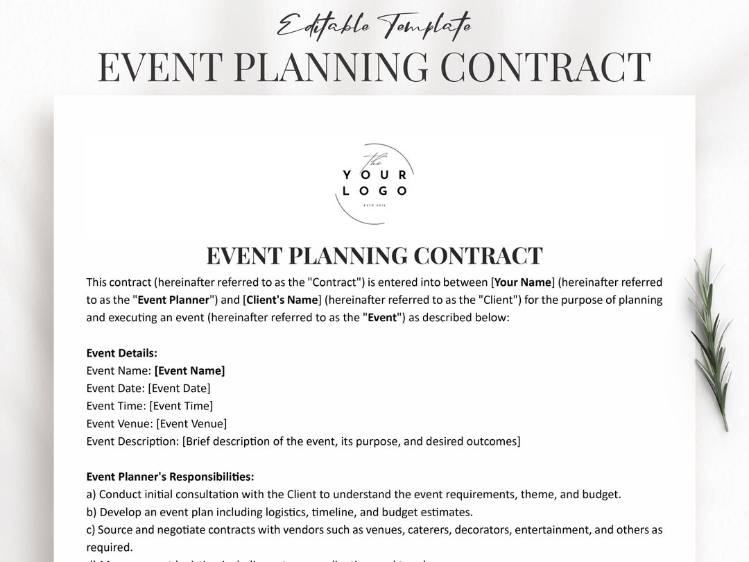 Event Planner Contract Template | Professional Agreement for Successful ...