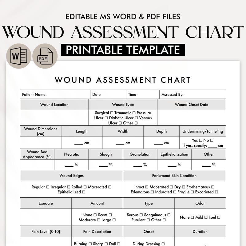 Wound Assessment Chart Template - Etsy