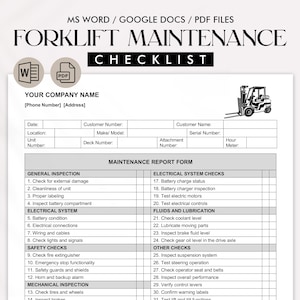 Electric Forklift Inspection Checklist Template - Forklift Repair ...