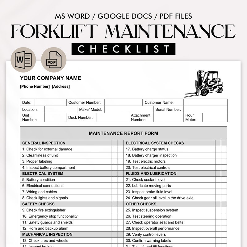 Forklift Inspection - Etsy