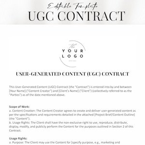 Professional UGC Contract Template | Customizable User-generated ...
