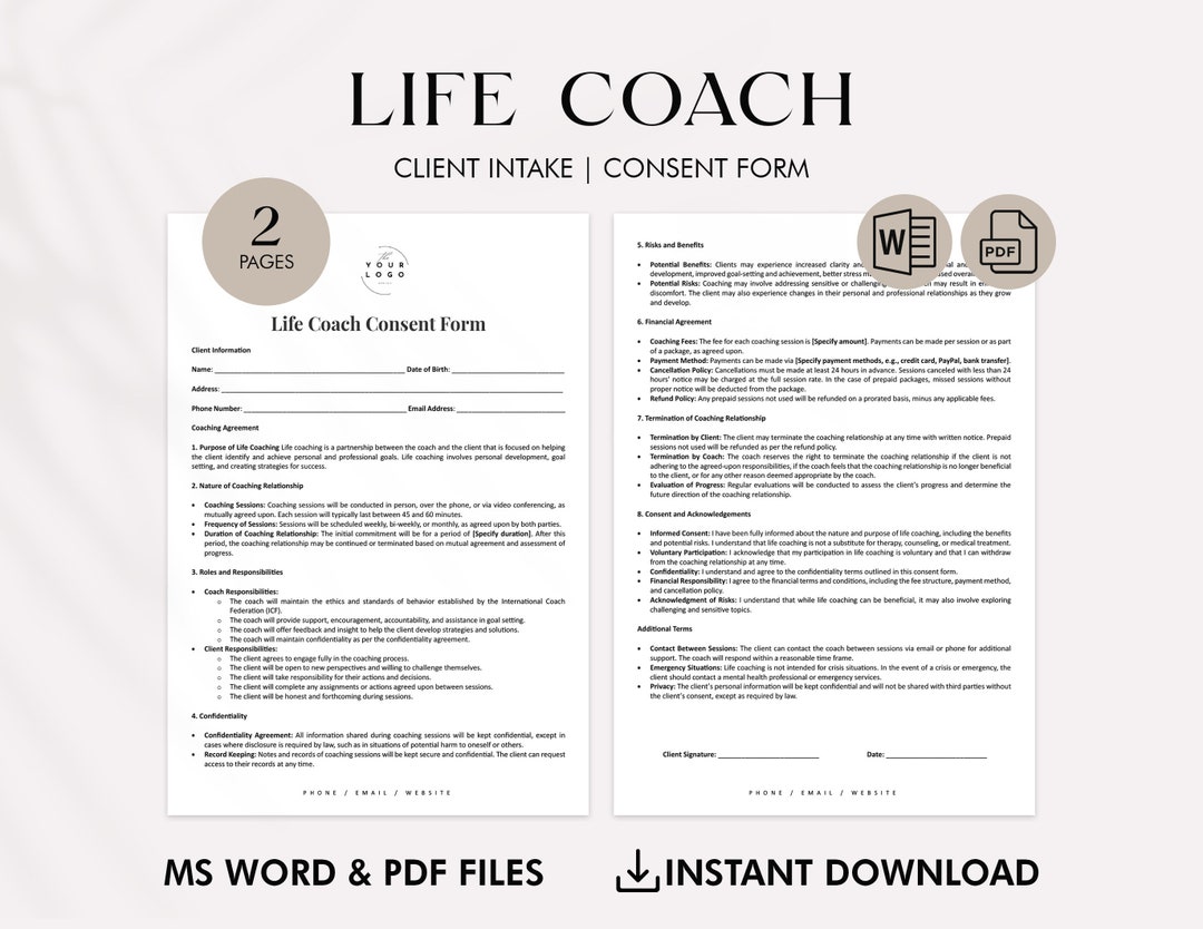 Life Coach Intake Form PDF - Life Coaching Intake Form - Client Intake ...